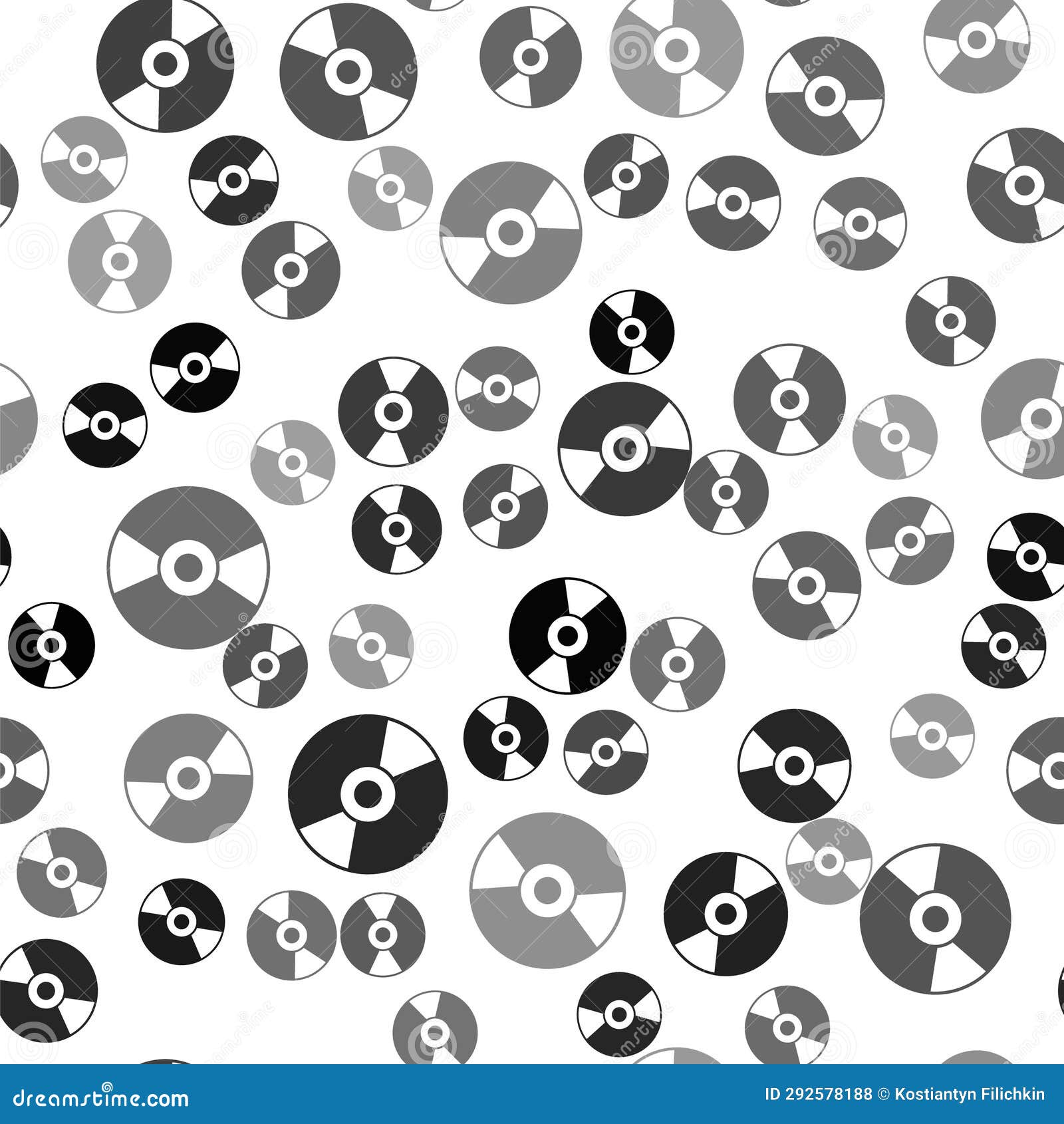Black Vinyl Disk Icon Isolated Seamless Pattern on White Background ...