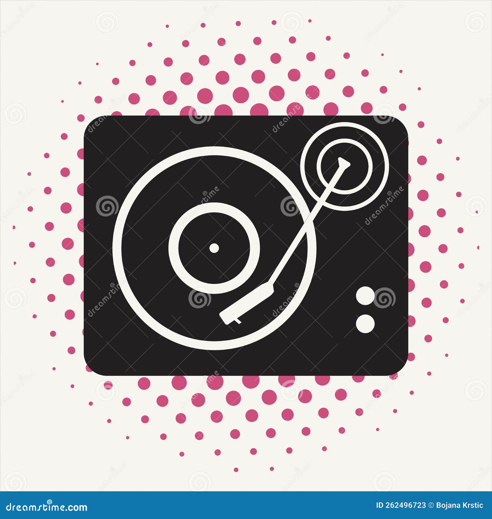 Black Vinyl Record Disc Flat Concept Vector Illustration Stock Vector ...