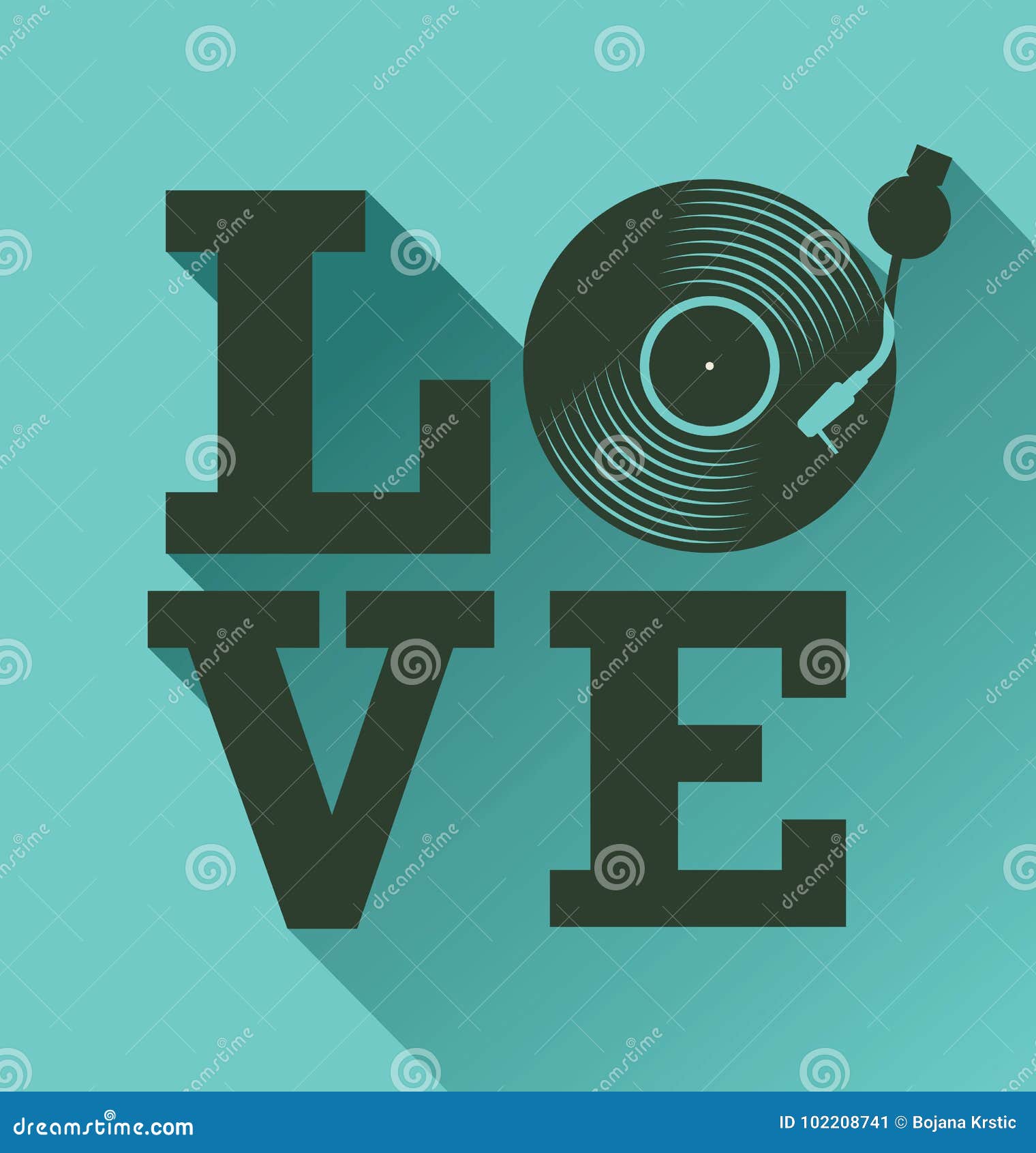 Black Vinyl Record Disc Flat Love Concept Vector Stock Vector ...