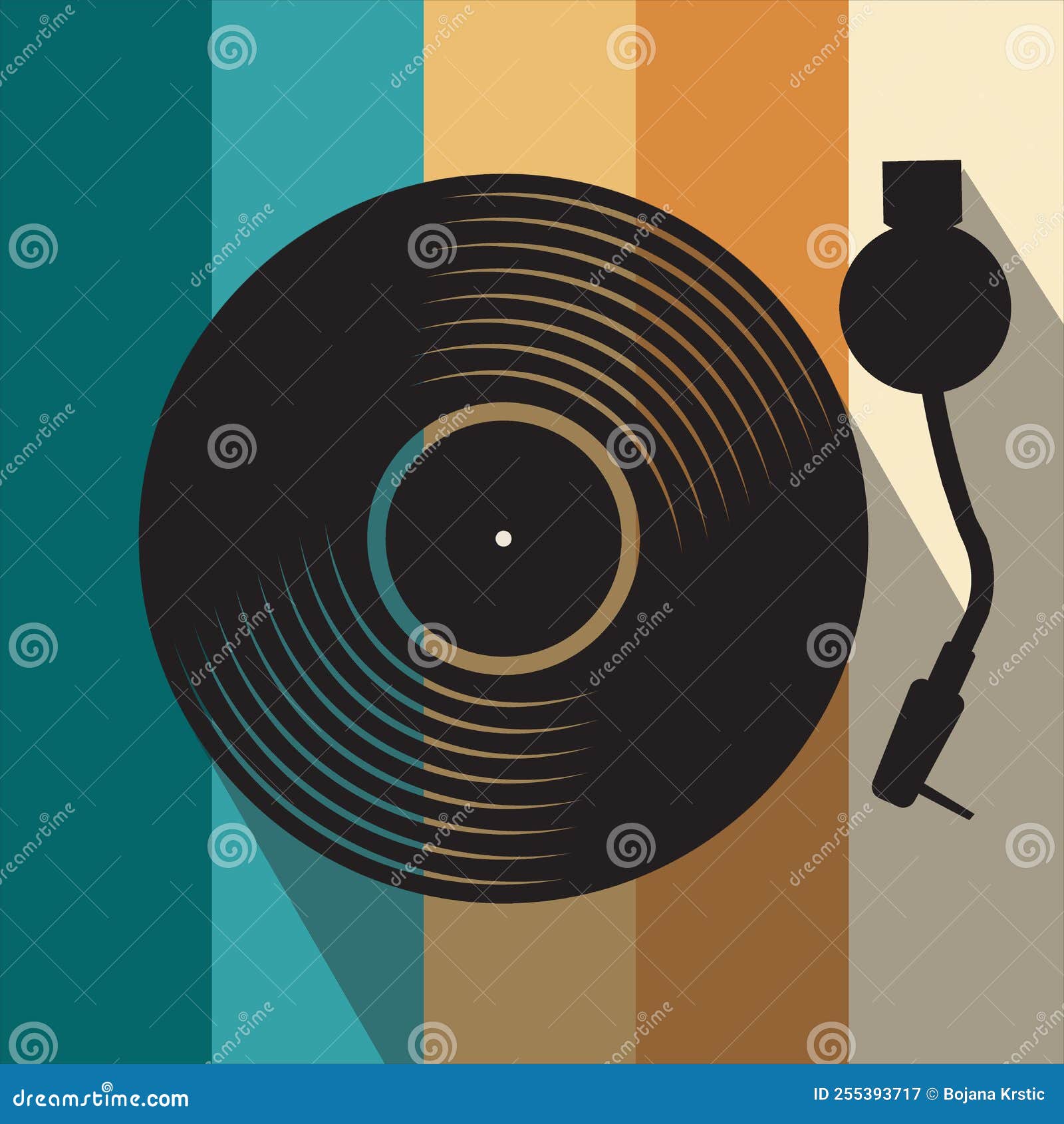 Black Vinyl Record Disc Flat Retro Concept Vector Illustration Stock ...