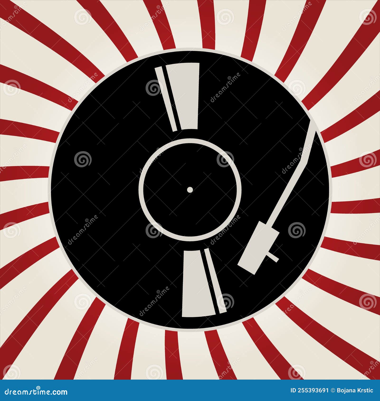 Black Vinyl Record Disc Flat Retro Concept Vector Illustration Stock ...