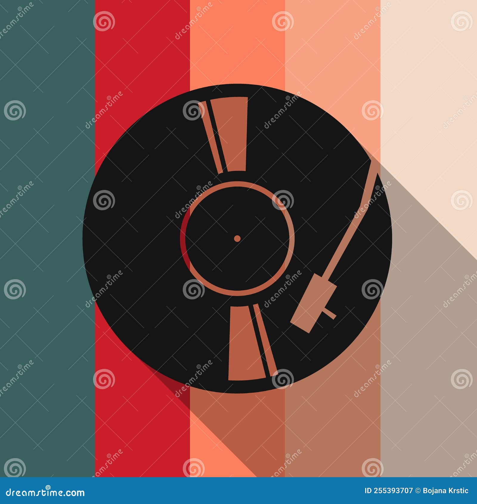Black Vinyl Record Disc Flat Retro Concept Vector Illustration Stock ...