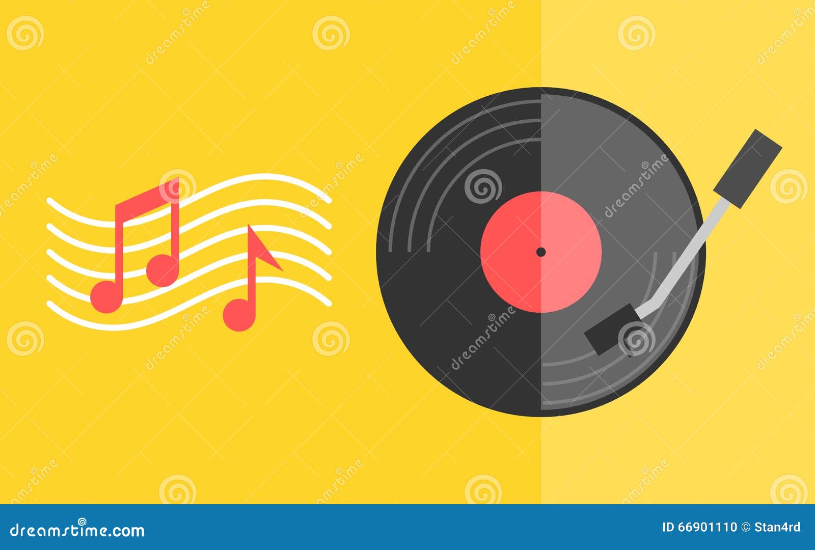 Black Vinyl Record Disc with Red Blank Label and with Notes. Modern ...