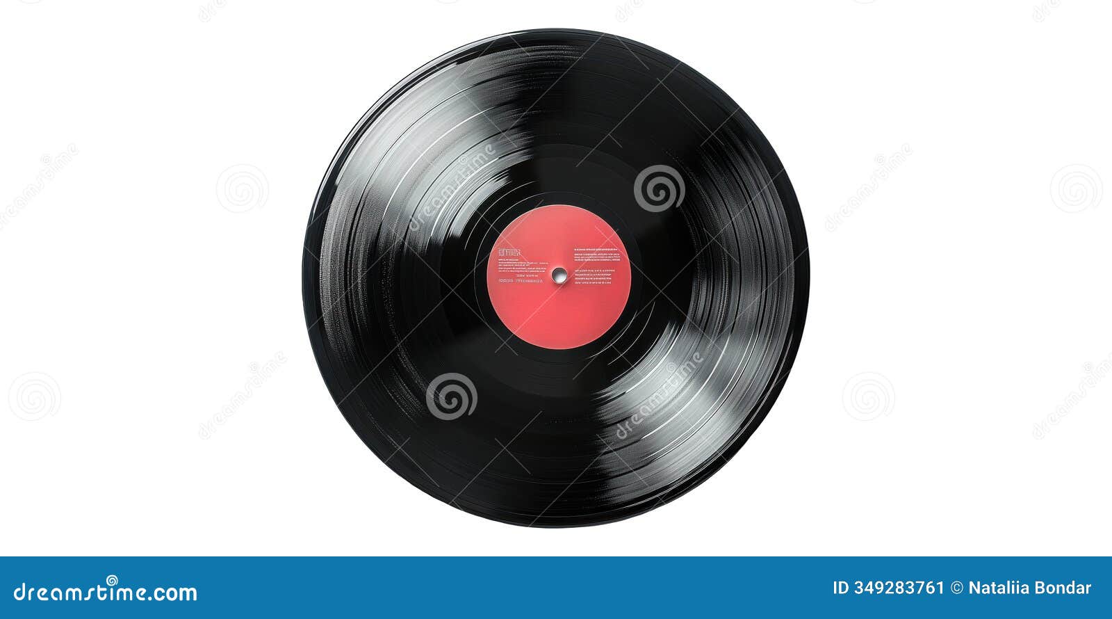 Black Vinyl Record with Red Label Isolated on Transparent Background ...