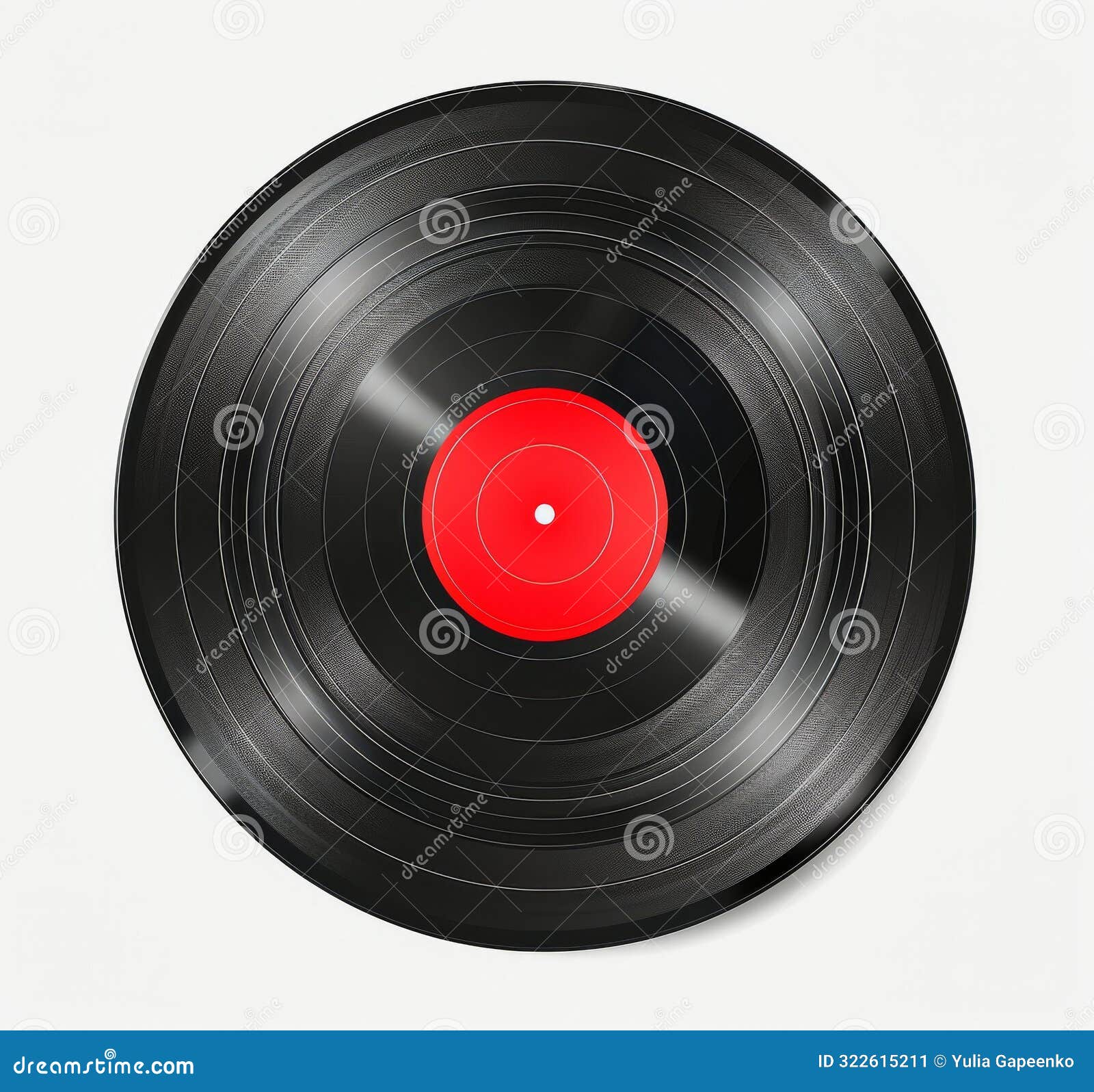 Black Vinyl Record with Red Label on White Background Stock Image ...