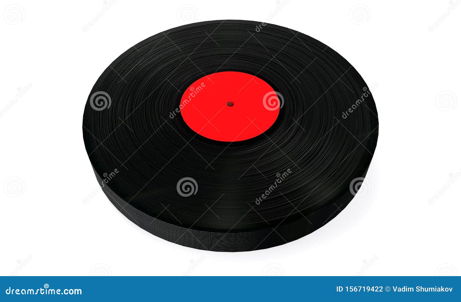 Black Vinyl Record with White Blank Label on a White Background. 3d ...