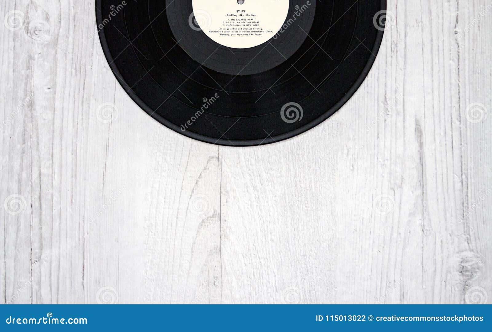 Black Vinyl Record On Wooden Surface Picture. Image: 115013022