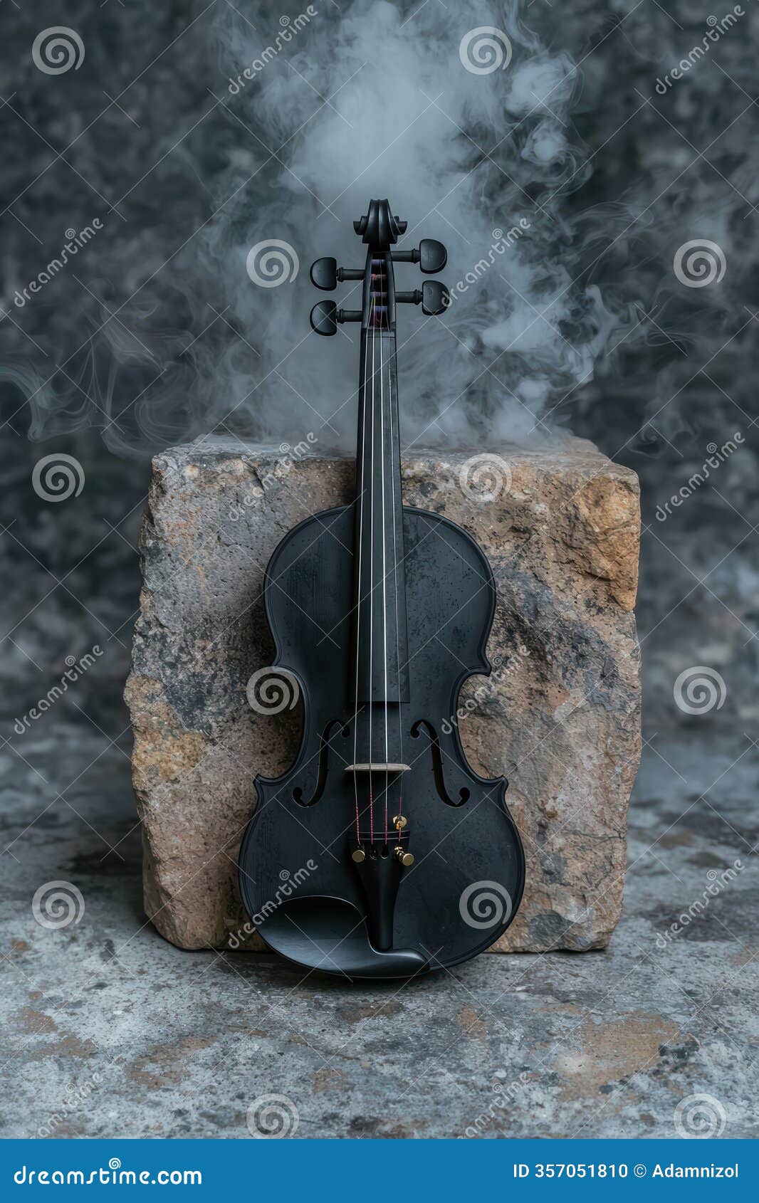 Black Violin on Stone with Smoke Stock Illustration - Illustration of ...