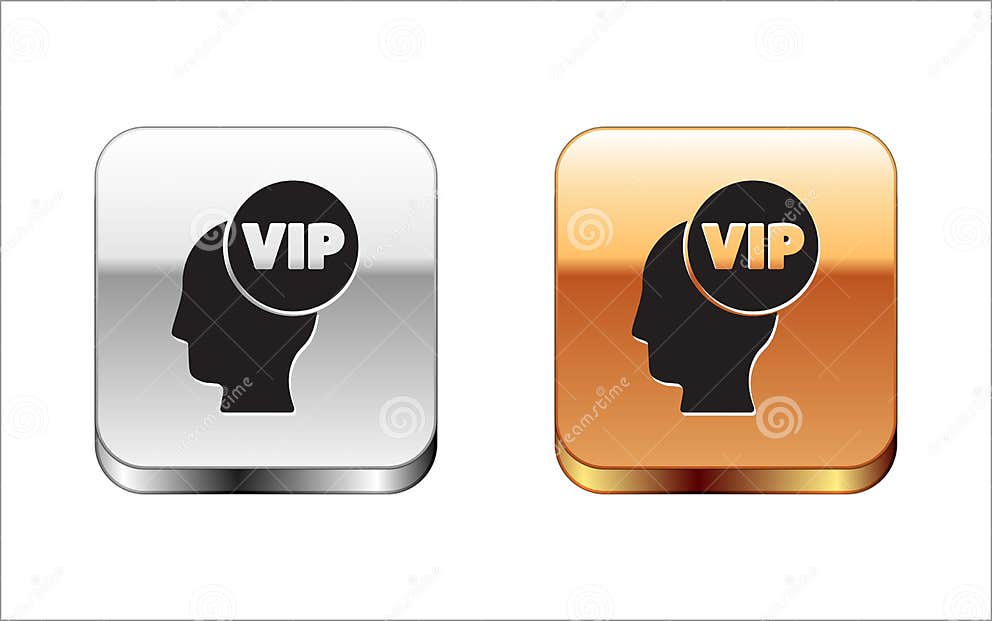 Black Vip Inside Human Head Icon Isolated on White Background. Silver ...