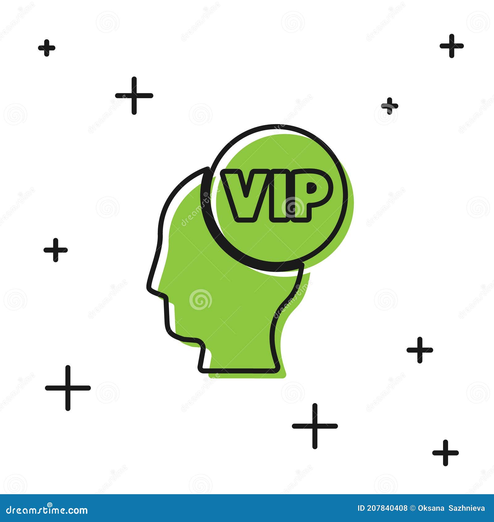 Black Vip Inside Human Head Icon Isolated on White Background. Vector ...