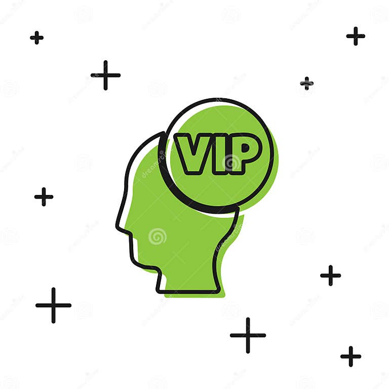 Black Vip Inside Human Head Icon Isolated on White Background. Vector ...