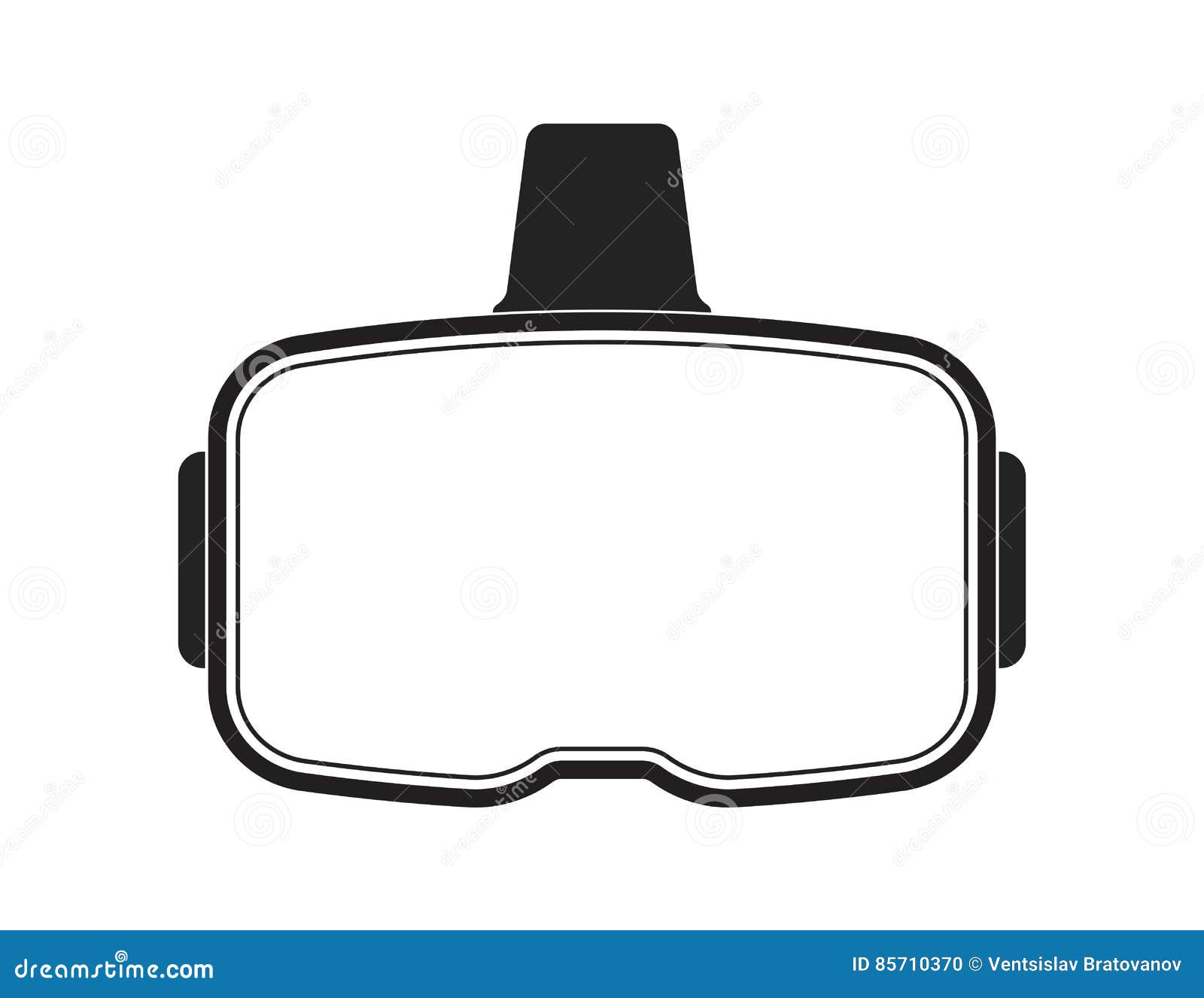 Black Virtual Reality Headset on White Background Stock Illustration ...