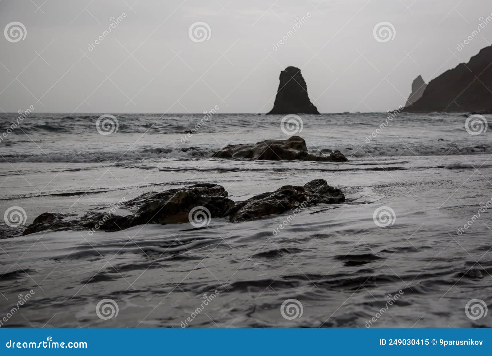 Black Volcanic Rocks on the Ocean Coast. Stock Image - Image of clean ...