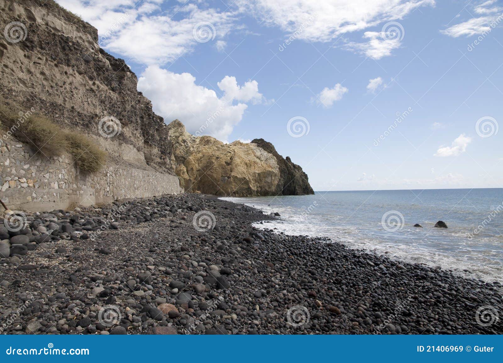 Black volcano beach stock image. Image of aegean, stones - 21406969