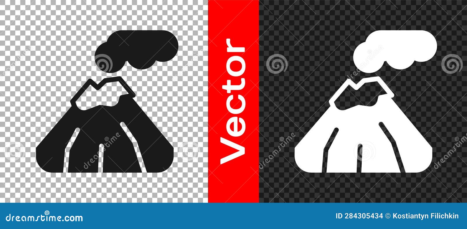 Black Volcano Icon Isolated on Transparent Background. Vector Stock ...