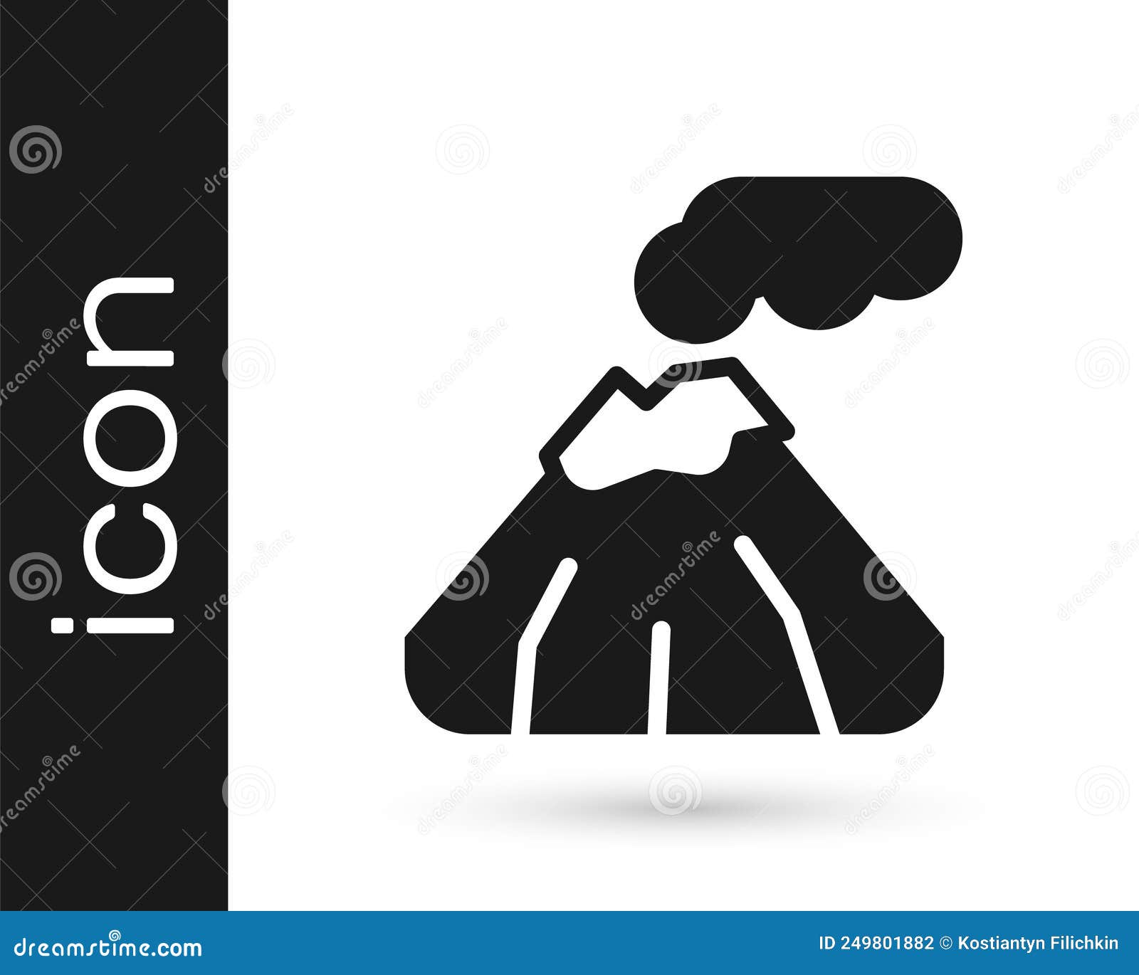 Black Volcano Icon Isolated on White Background. Vector Stock Vector ...