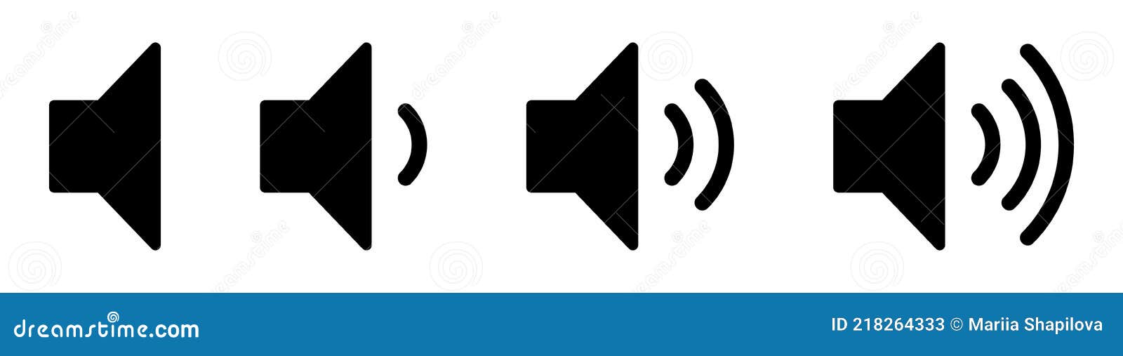 Black volume sound icons stock vector. Illustration of louder - 218264333