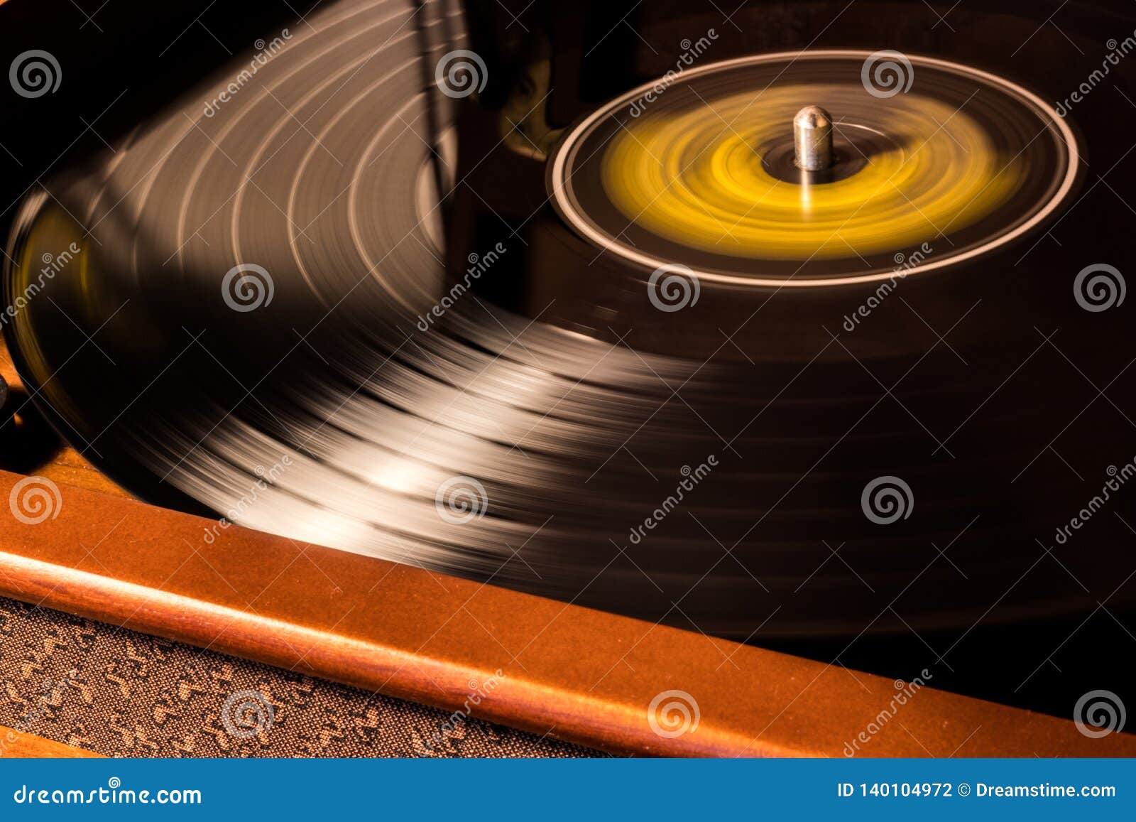 Black Vynil Disc is Being Played Stock Photo - Image of played, color ...