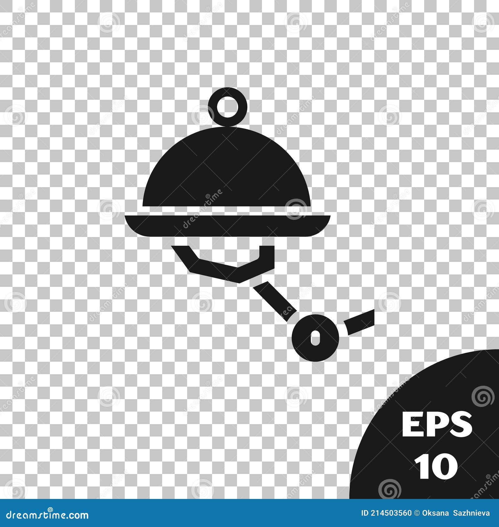 Black Waiter Robot with Covered Plate Icon Isolated on Transparent ...