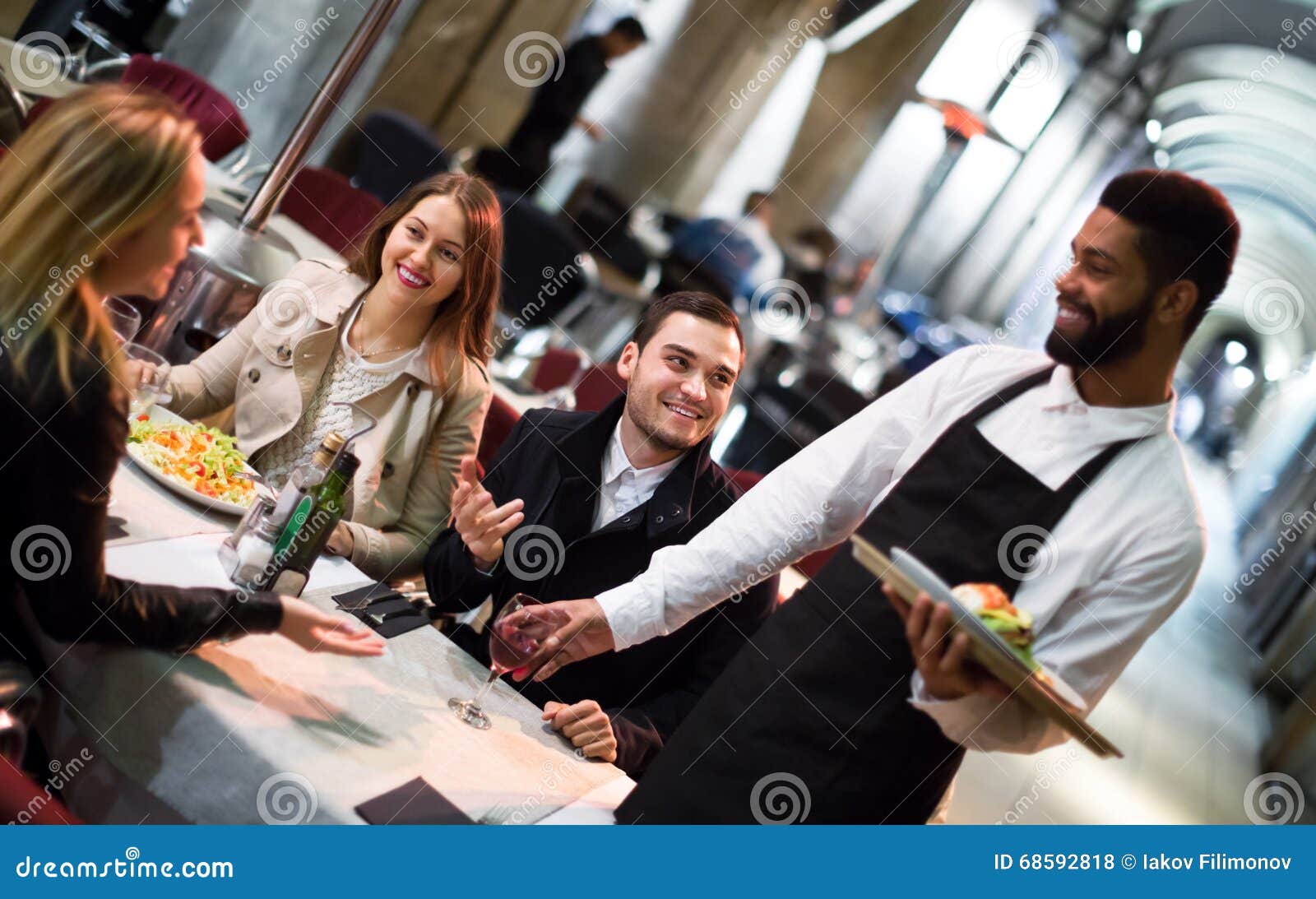 Black Waiter Serving Table on the Terrace Stock Photo - Image of ...