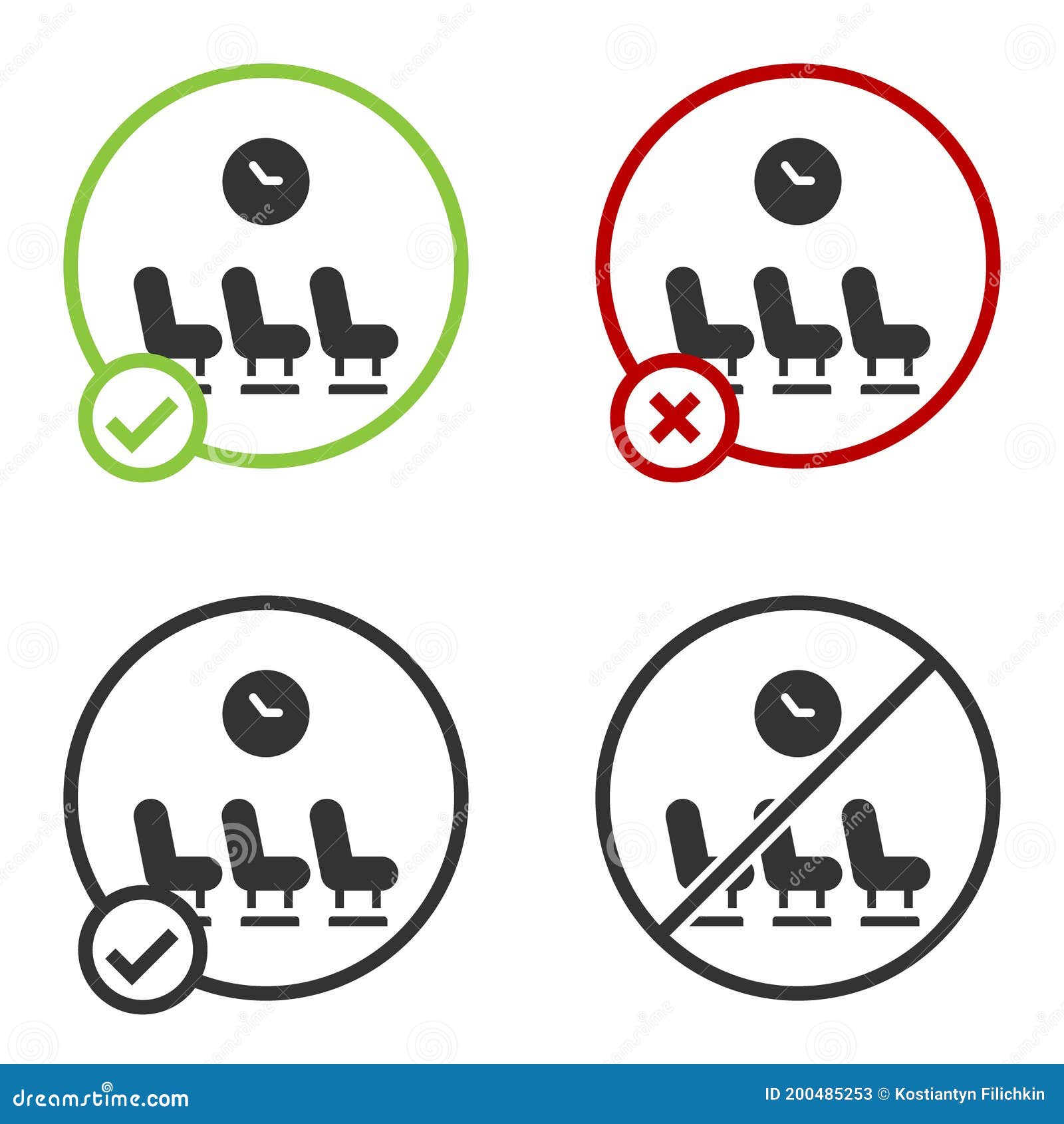 Black Waiting Room Icon Isolated on White Background. Circle Button ...