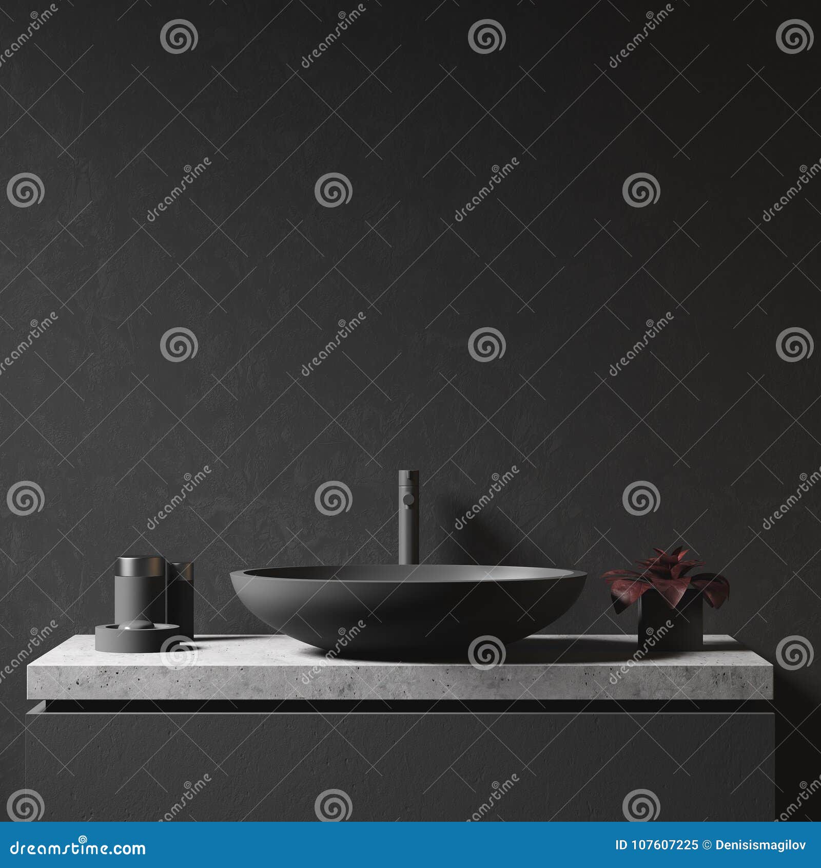 Black Wall and Bathroom Sink Stock Illustration - Illustration of ...