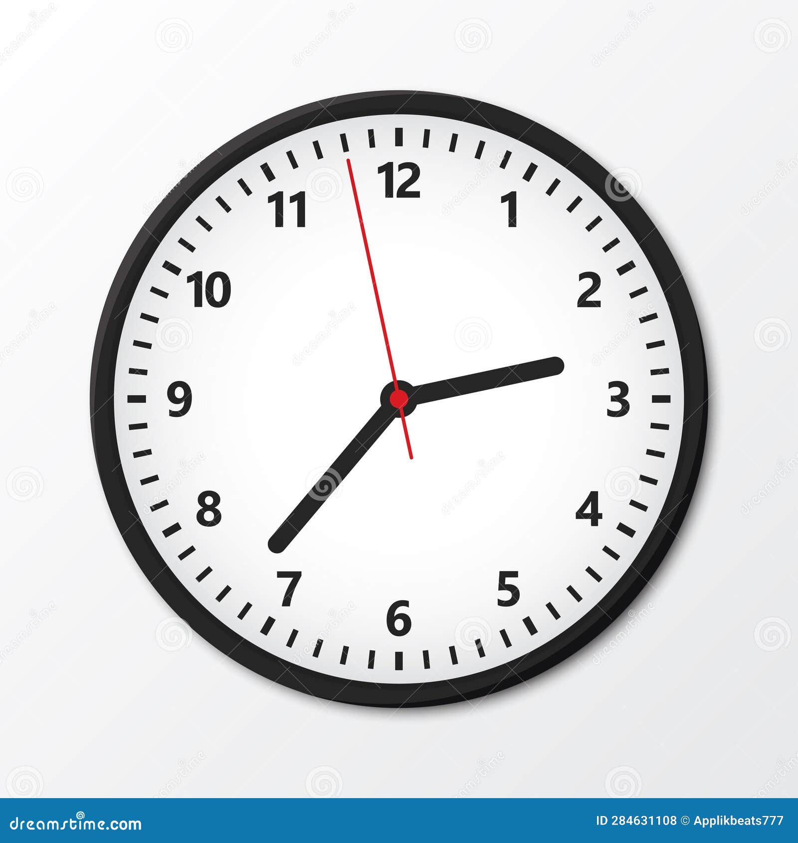 Black Wall Circular Clock with Shadow. Vector Illustration Stock Vector ...