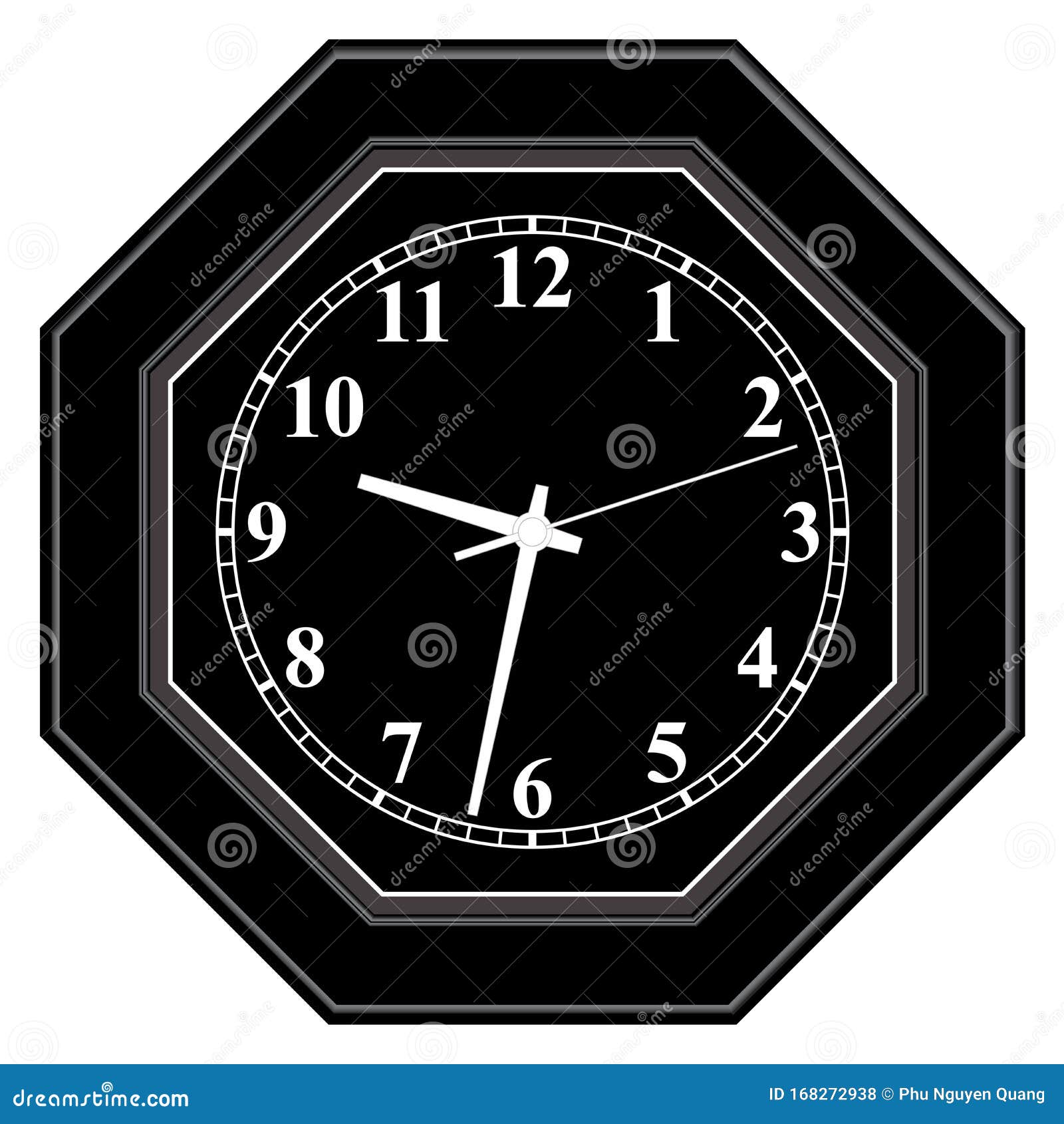 Black Wall Clock. Polygon Frame. 3D Effect Stock Vector - Illustration ...