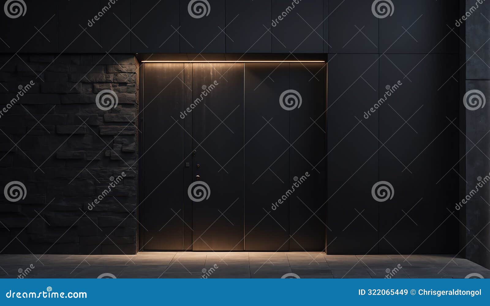 Black Wall with Door and Dramatic Lighting on House Ai Generated Stock ...