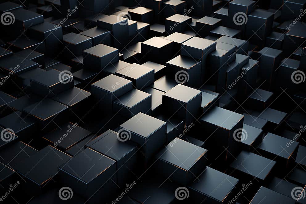 Black Wall with Interlocking Cubes Pattern, Modern Geometric Texture ...