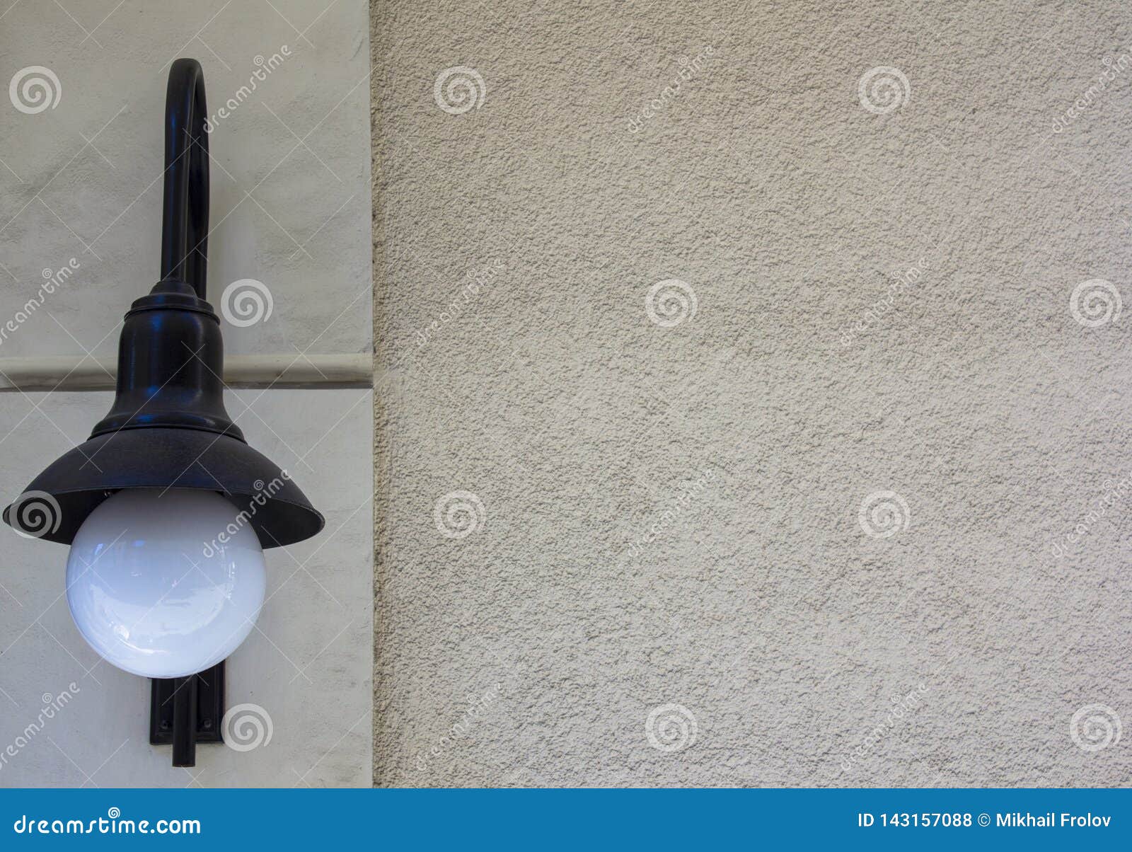 Black Wall Lantern with a Round White Lamp. Lantern and Empty Rough ...