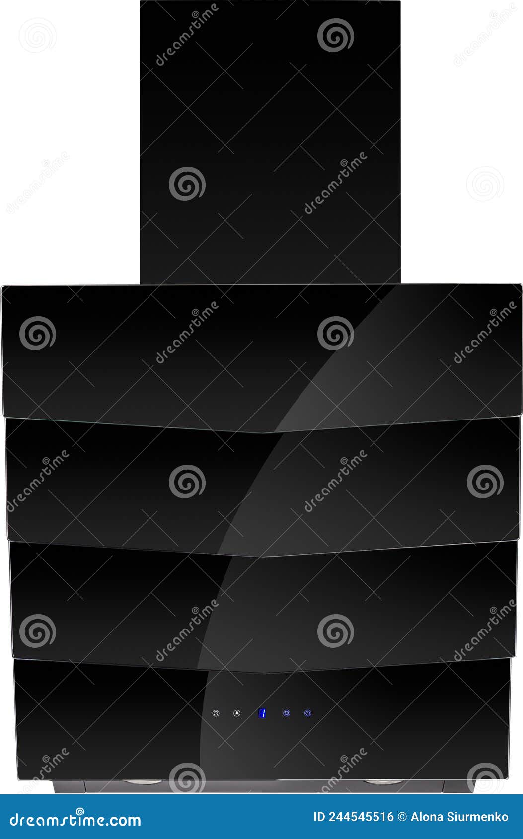 Black Wall Mounted Kitchen Cooker Hood Front View Stock Photo - Image ...