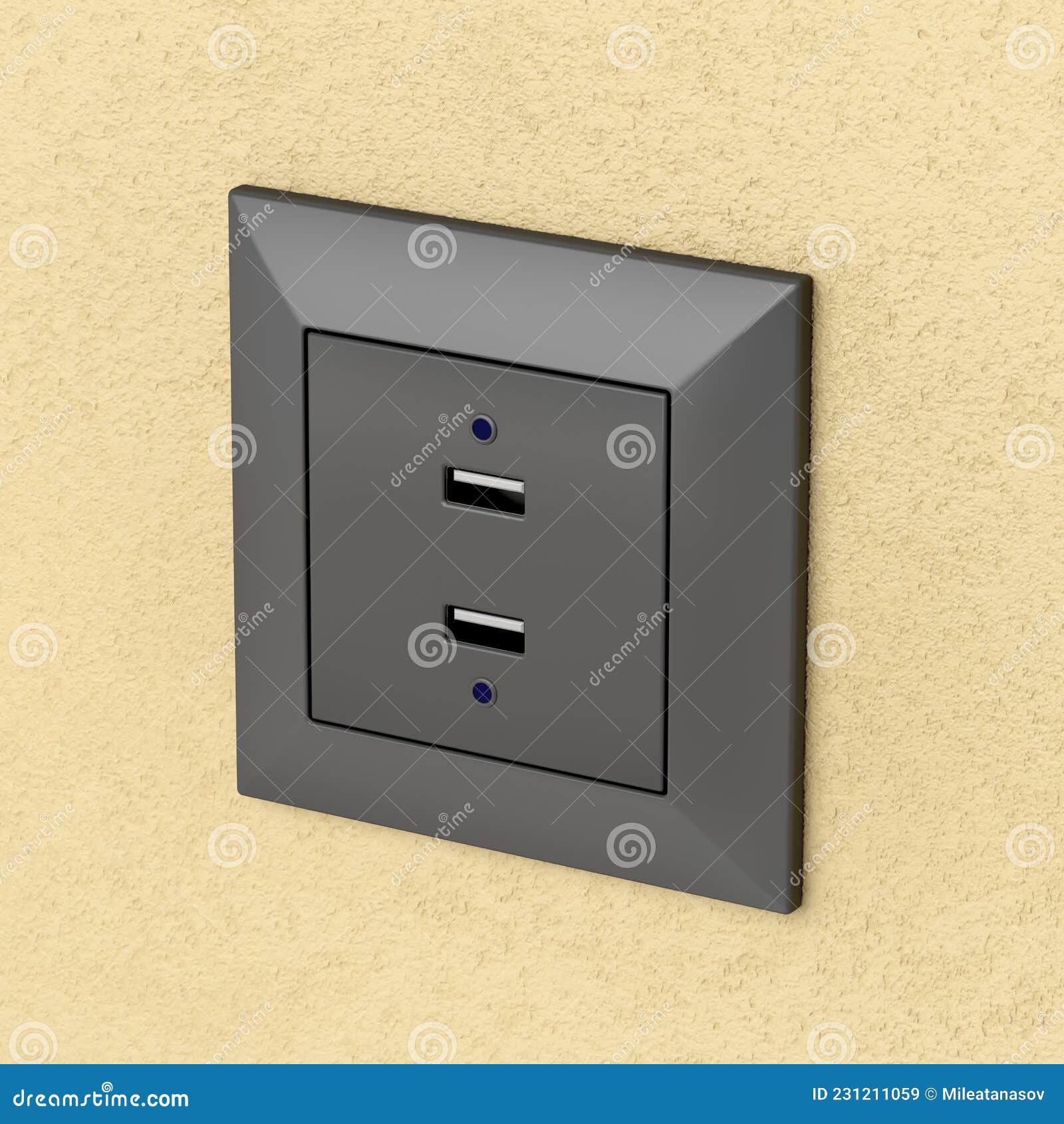 Black Wall Socket with USB Ports Stock Illustration - Illustration of ...