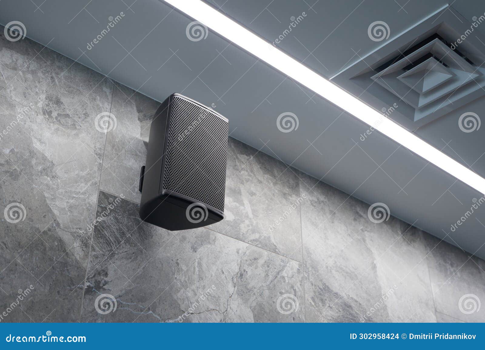Black Wall Speaker Installed in Building Sound System Stock Photo ...