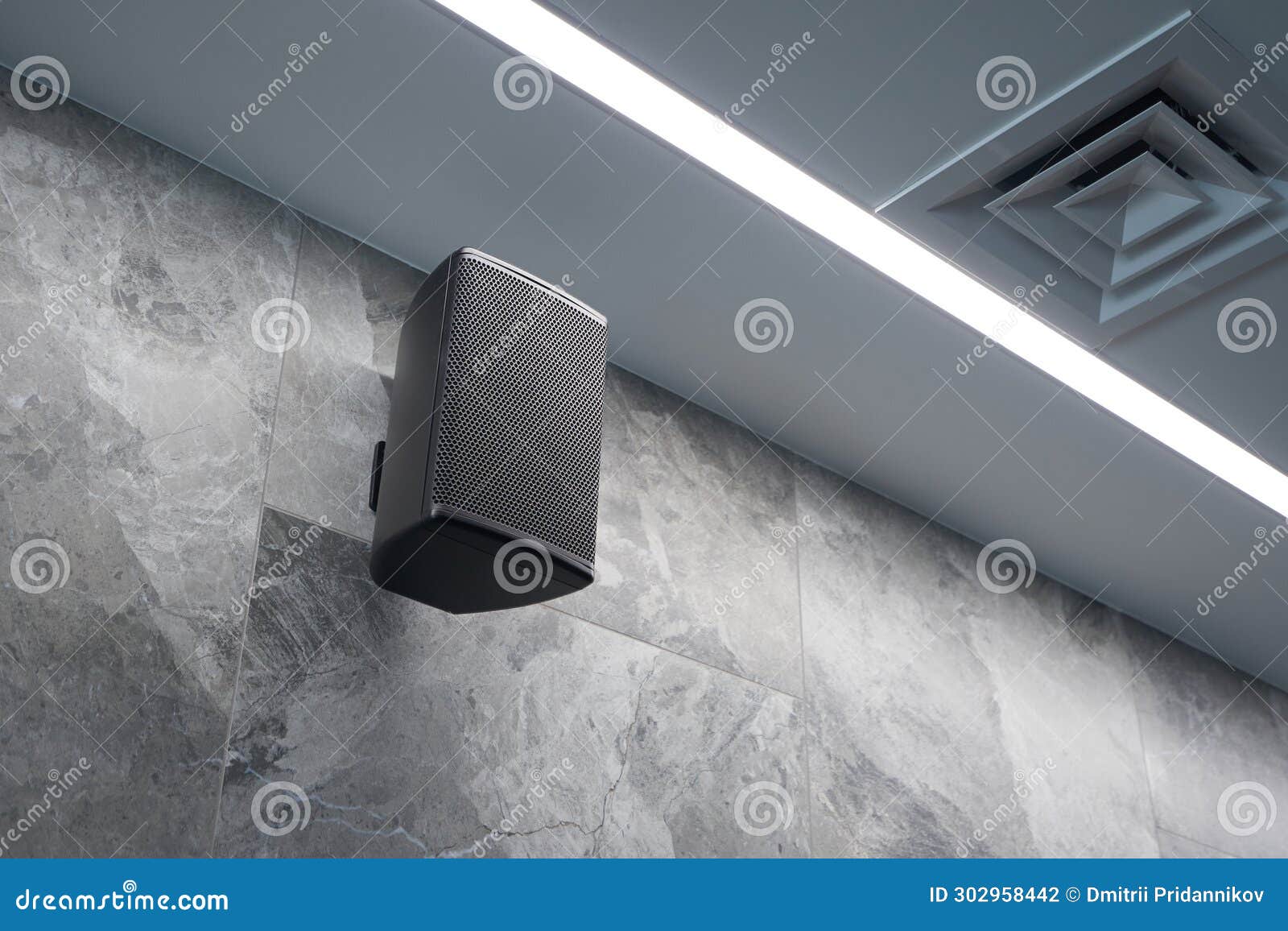 Black Wall Speaker Installed in Building Sound System Stock Photo ...