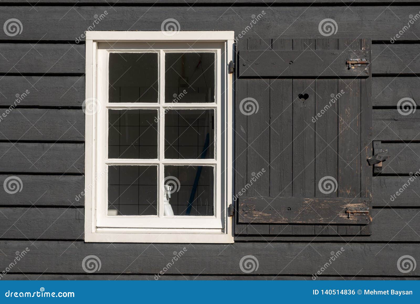 Black Wall with White Window Frame Stock Photo - Image of architecture ...