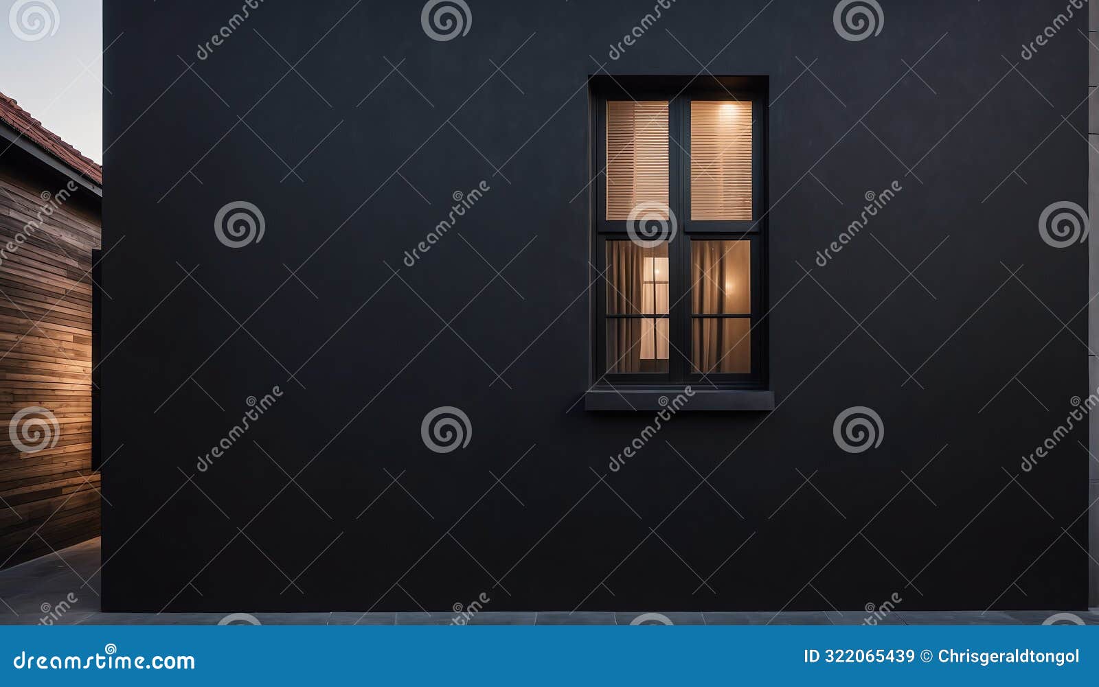 Black Wall with Window and Dramatic Lighting on House Ai Generated ...