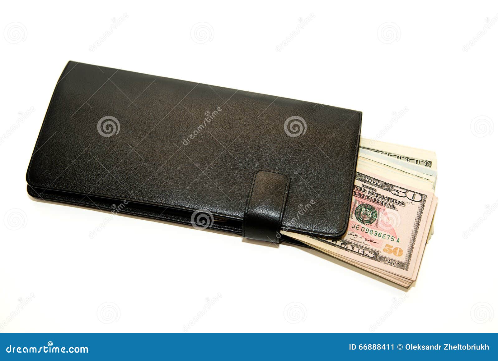 Black Wallet with Banknotes of US Dollars Inside Stock Image - Image of ...