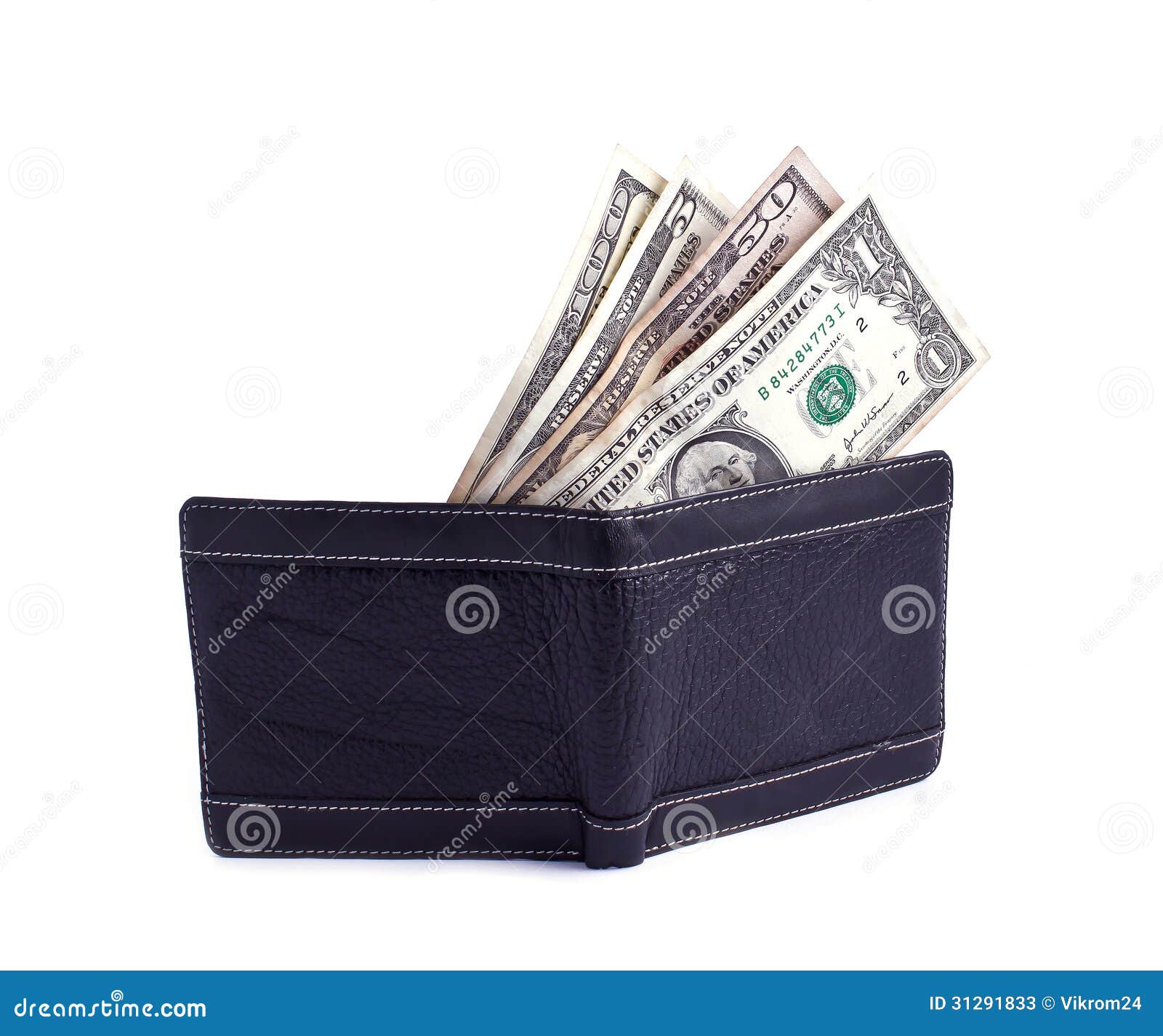 Black wallet and dollar stock image. Image of wallet - 31291833