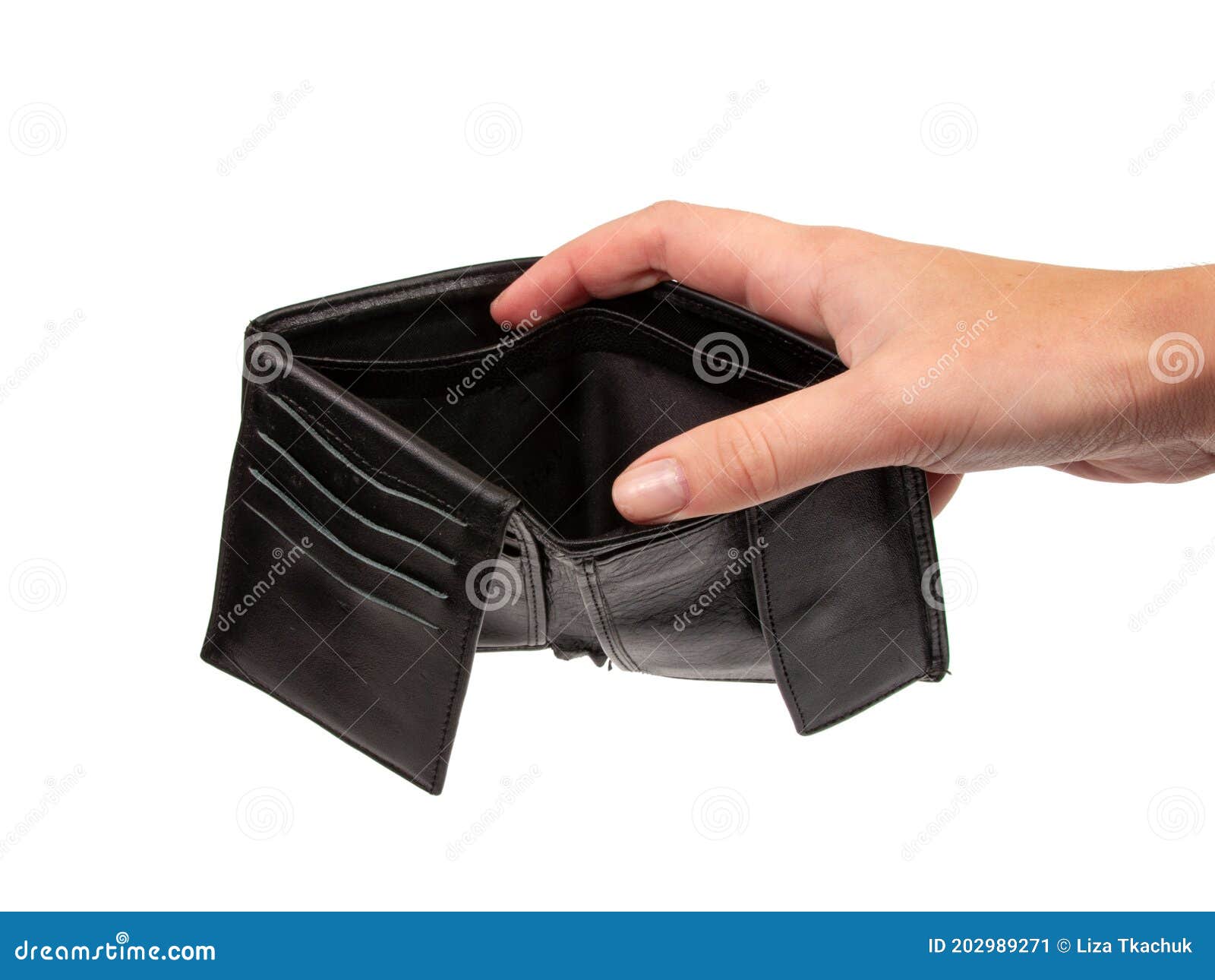 Black Wallet in Hand Isolated on the White Stock Image - Image of ...