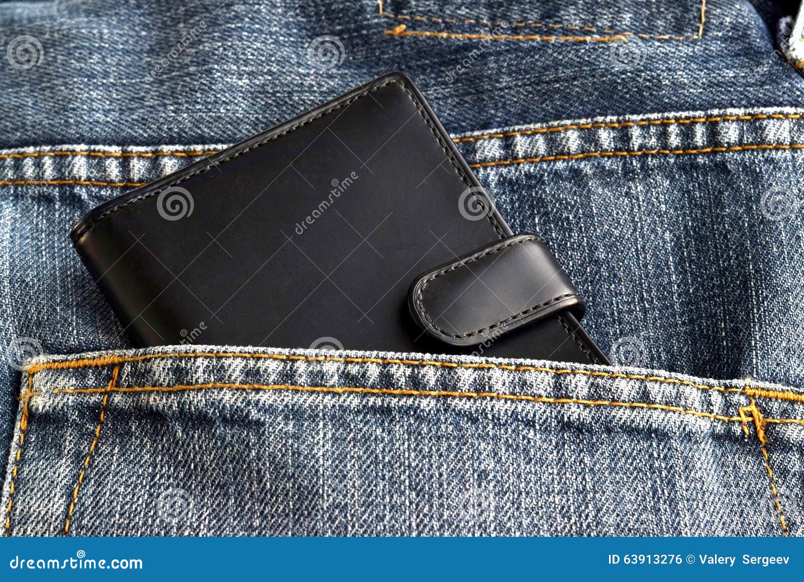 Black Wallet in Jeans Trousers Back Pocket Stock Photo - Image of ...
