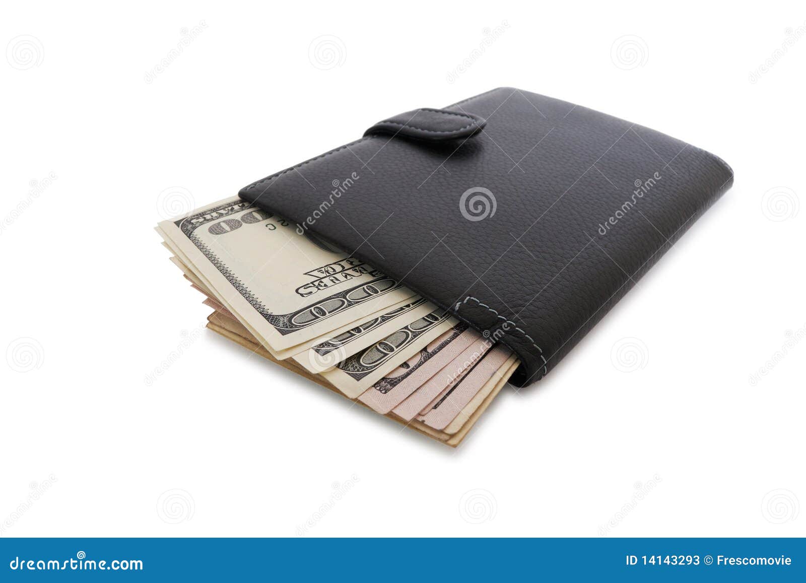 Black Wallet with the Pack of Dollars. Stock Image - Image of finance ...