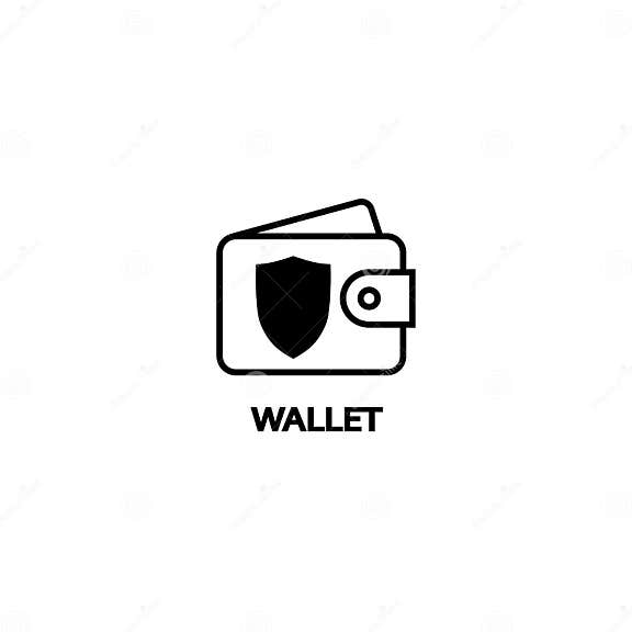 Black Wallet Sign Icon and Shield Sign. Vector Illustration Eps 10 ...