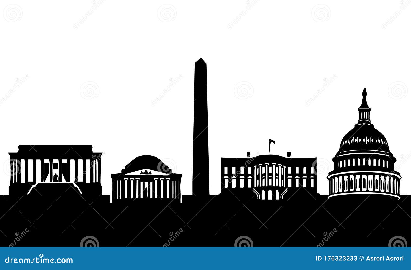 Black Washington DC Skyline Vector. Stock Vector - Illustration of ...