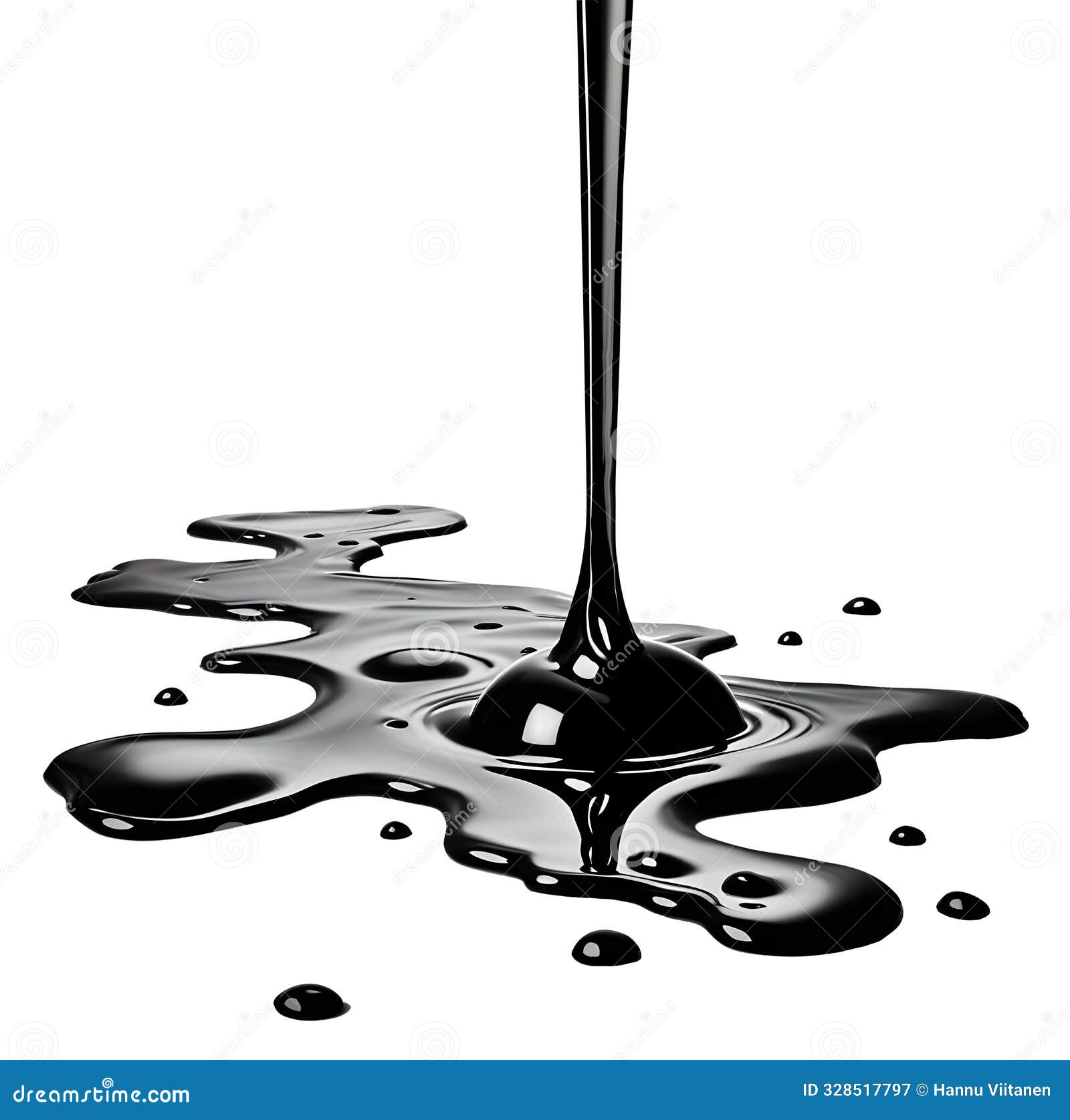 Black Oil Spill Puddle Flowing on White Background Stock Illustration ...