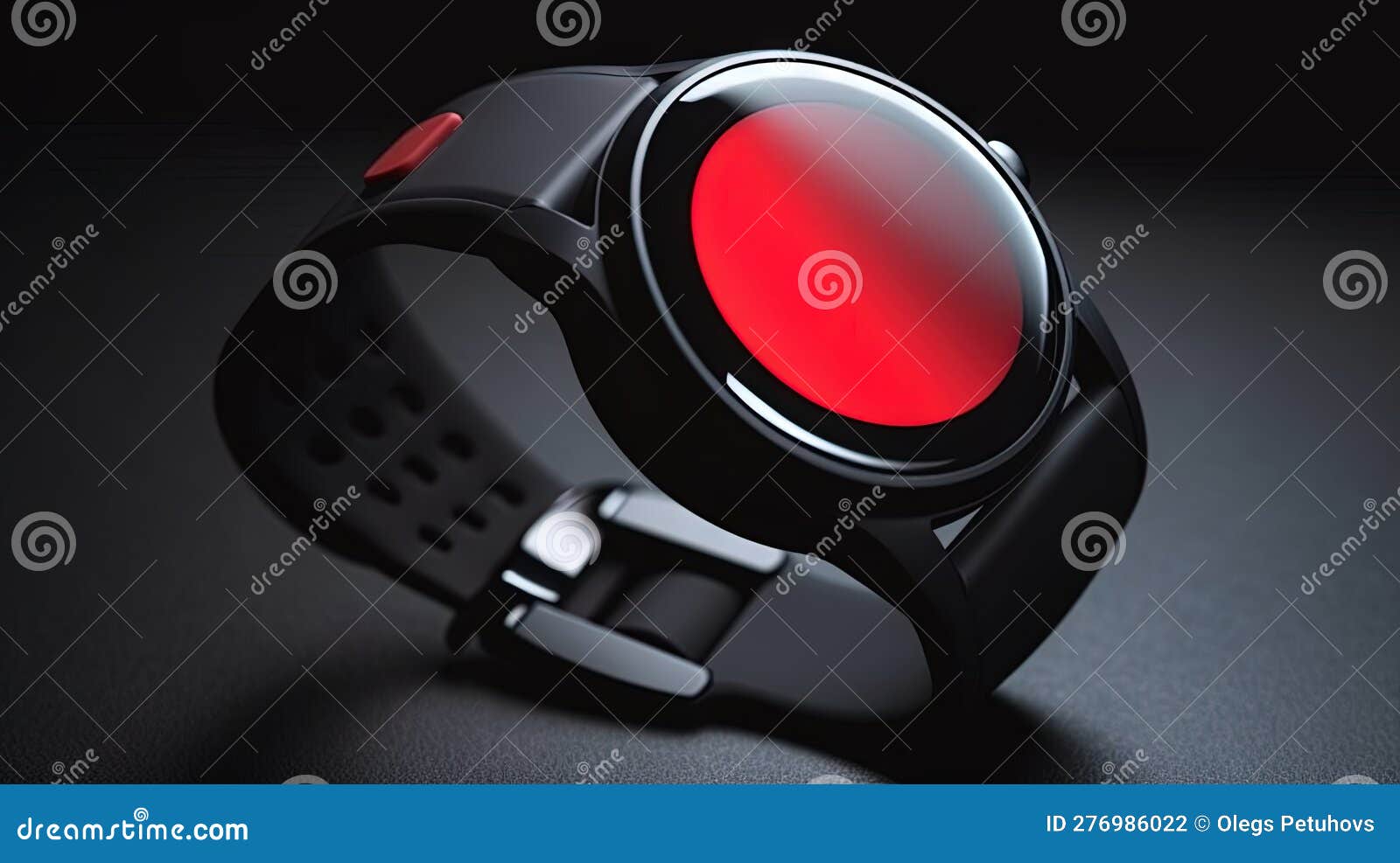 A Black Watch with a Red Light on it S Face Stock Illustration ...
