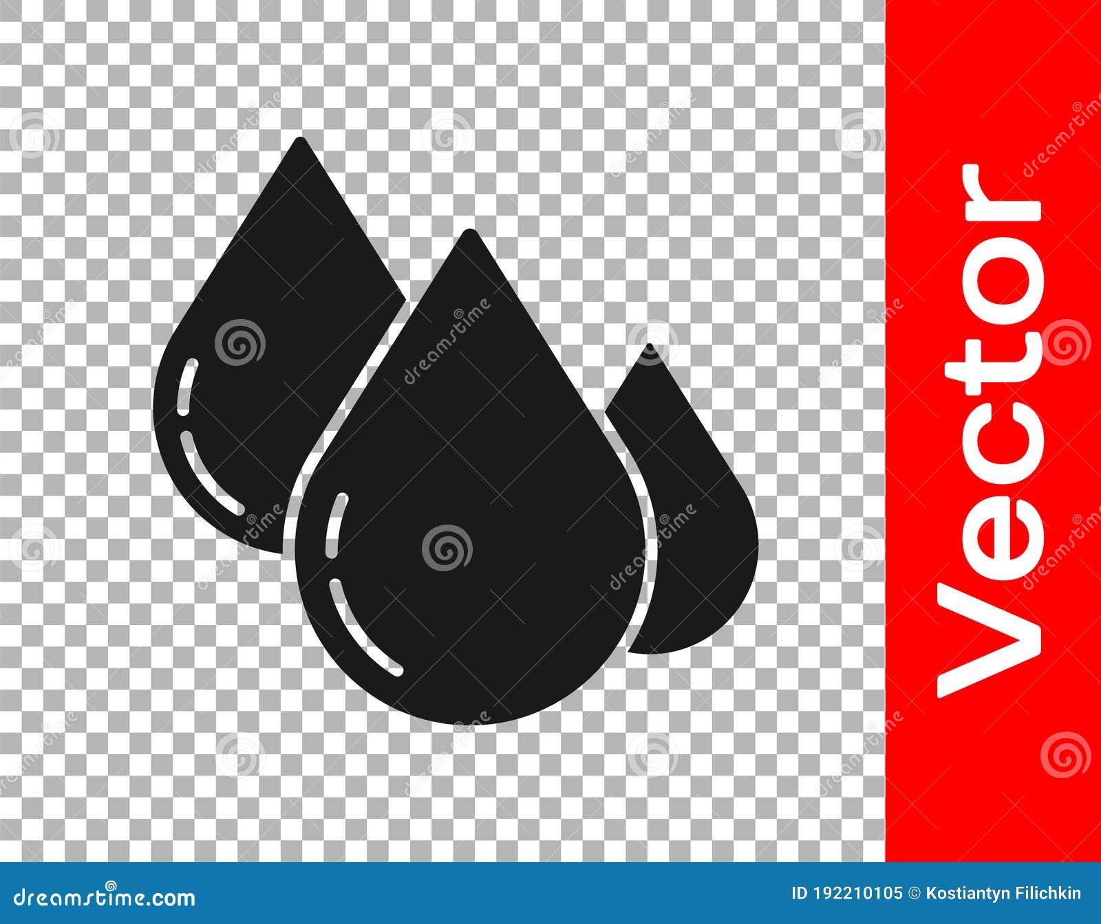 Black Water Drop Icon Isolated on Transparent Background. Vector ...