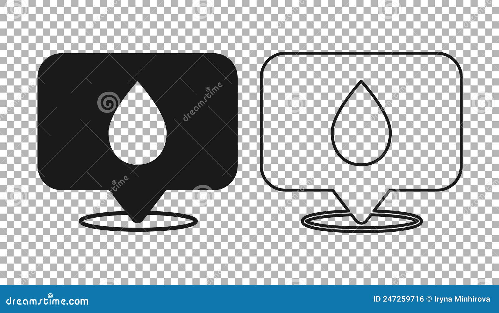 Black Water Drop with Location Icon Isolated on Transparent Background ...
