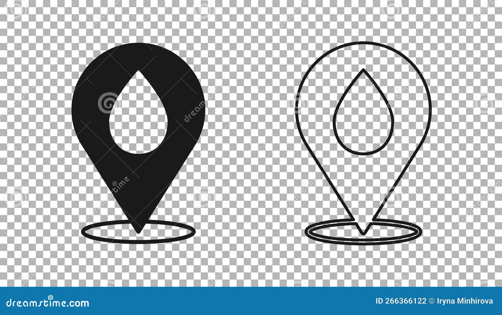 Black Water Drop with Location Icon Isolated on Transparent Background ...