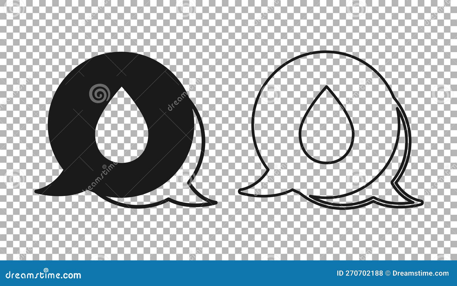 Black Water Drop with Speech Bubbles Icon Isolated on Transparent ...